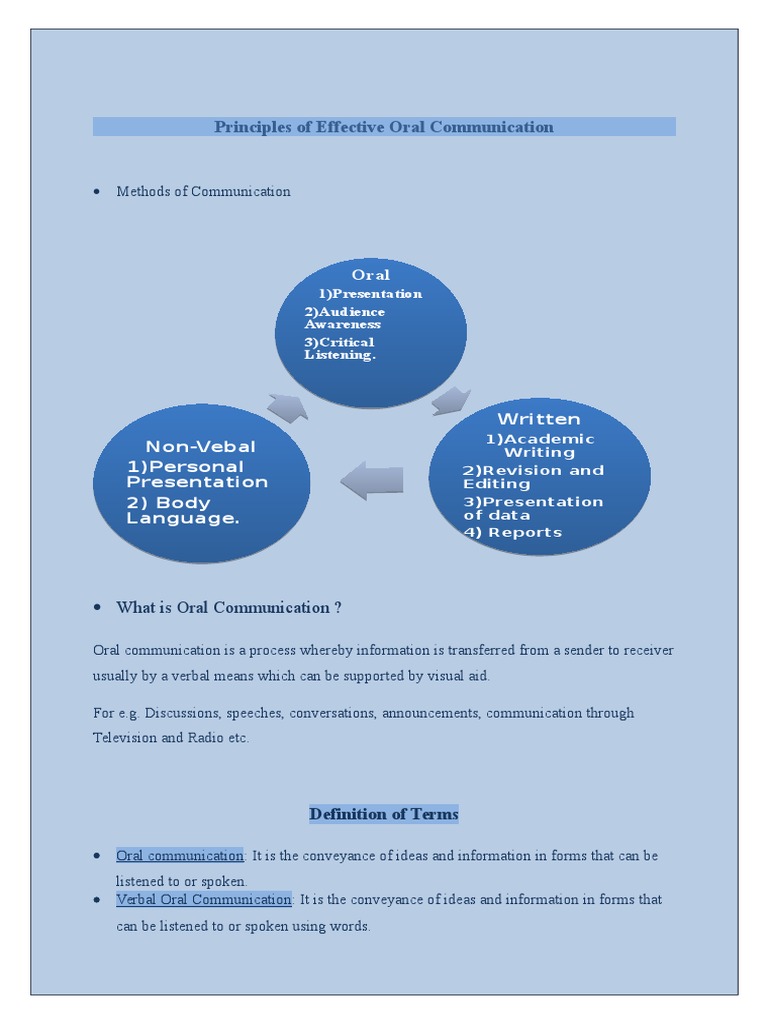 Principles of Effective Oral Communication | PDF | Telecommunication ...