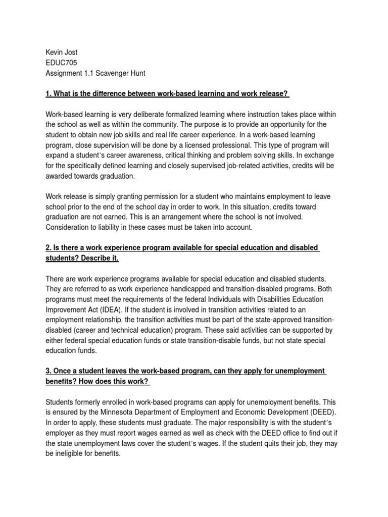 Assignment 1 1 Scavenger Hunt 2 | PDF | Individualized Education ...