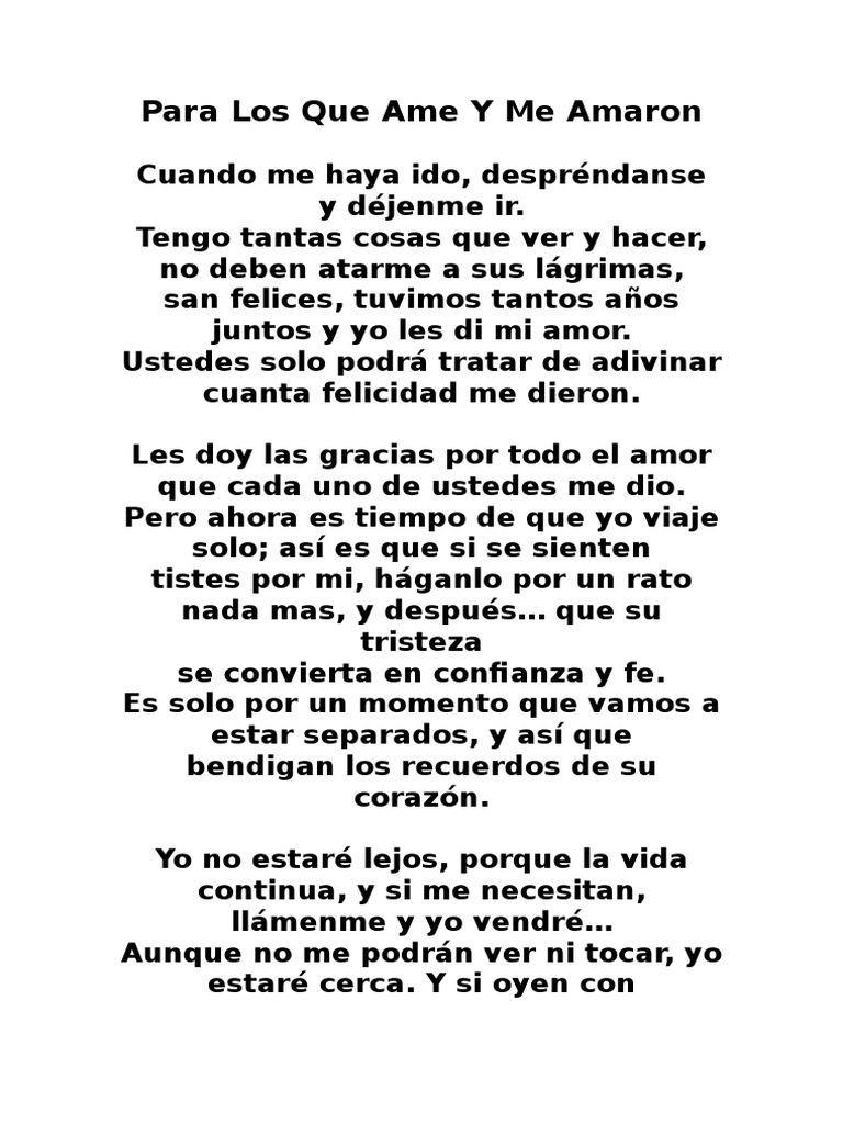 Para Los Que Ame Y Me Amaron