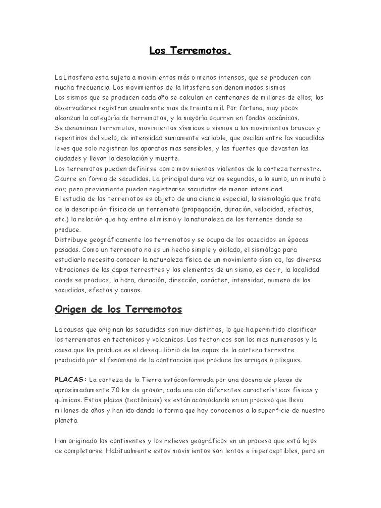 Los Terremoto 2 | PDF | Temblores | Tierra