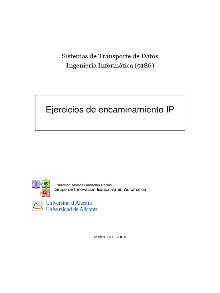 Ejercicios de Encaminamiento IP - Encaminamiento | PDF | Enrutador (Computación) | Dirección IP