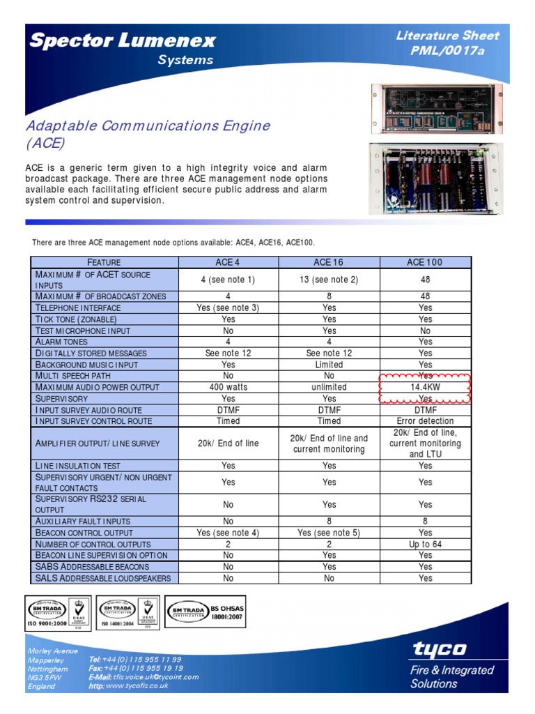 2.5 Tyco PAGA Node ACE100 - Power | PDF | Amplifier | Direct Current