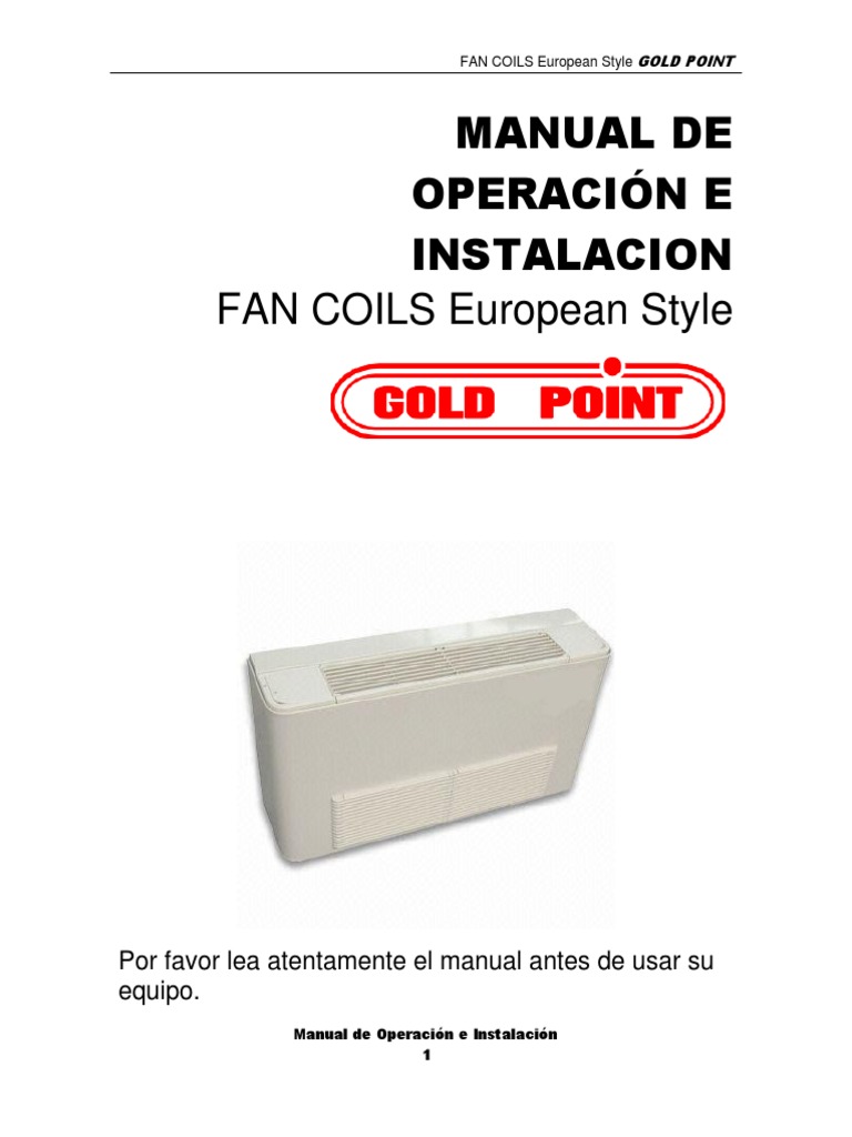 Manual de Instalación Fan Coils GOLD POINT | PDF | Química Física ...