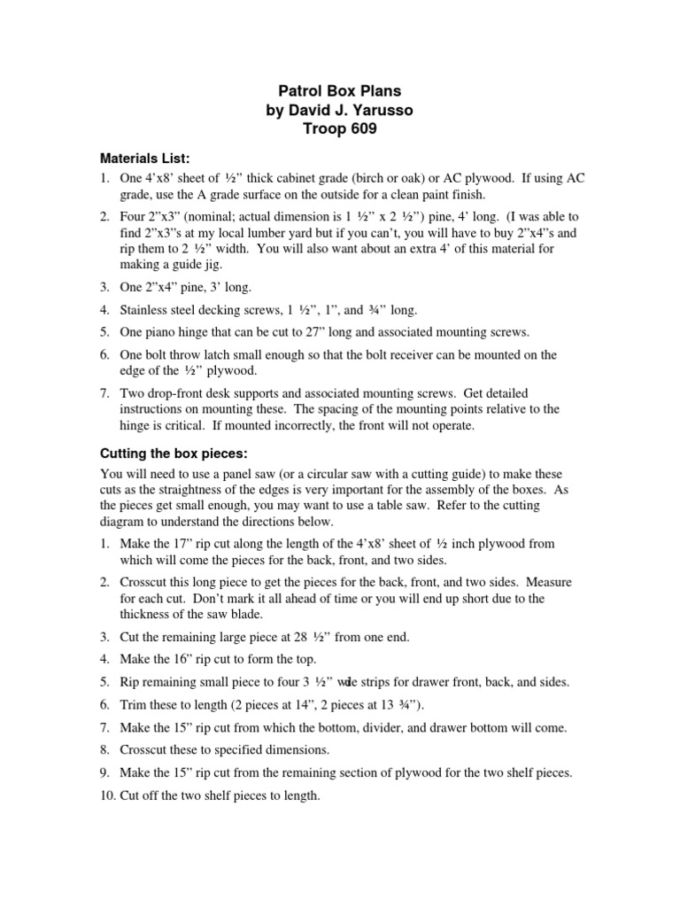 Patrol Box Plans | PDF | Screw | Door