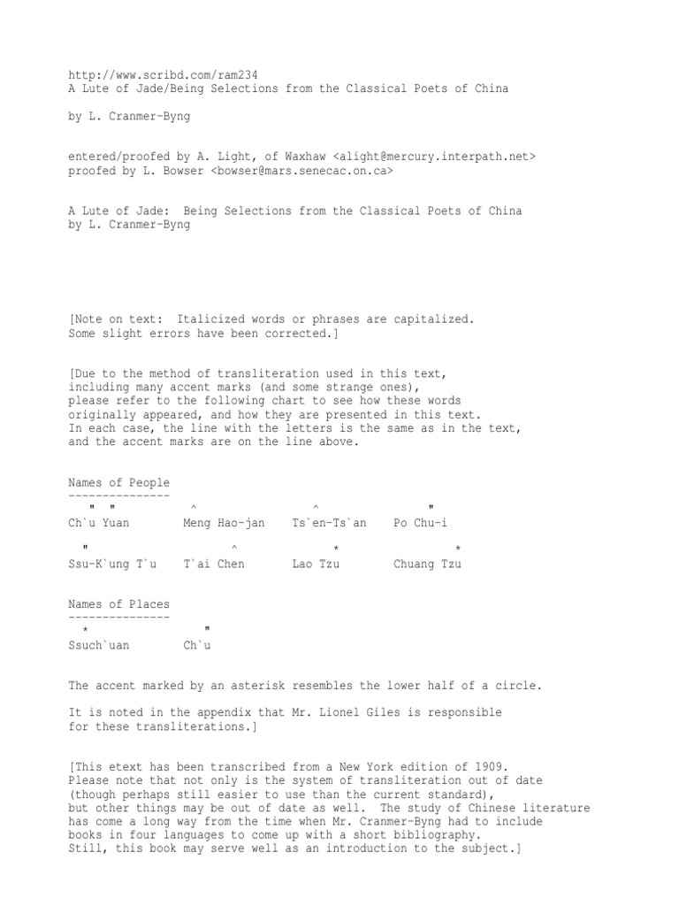 Lute of Jade | PDF | Chinese Poetry | Poetry