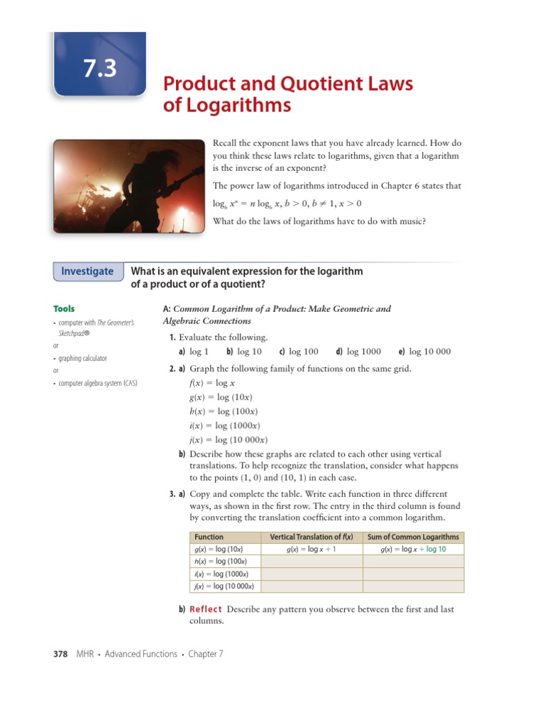 Section 7.3 Page 378 To 386 | PDF | Logarithm | Exponentiation