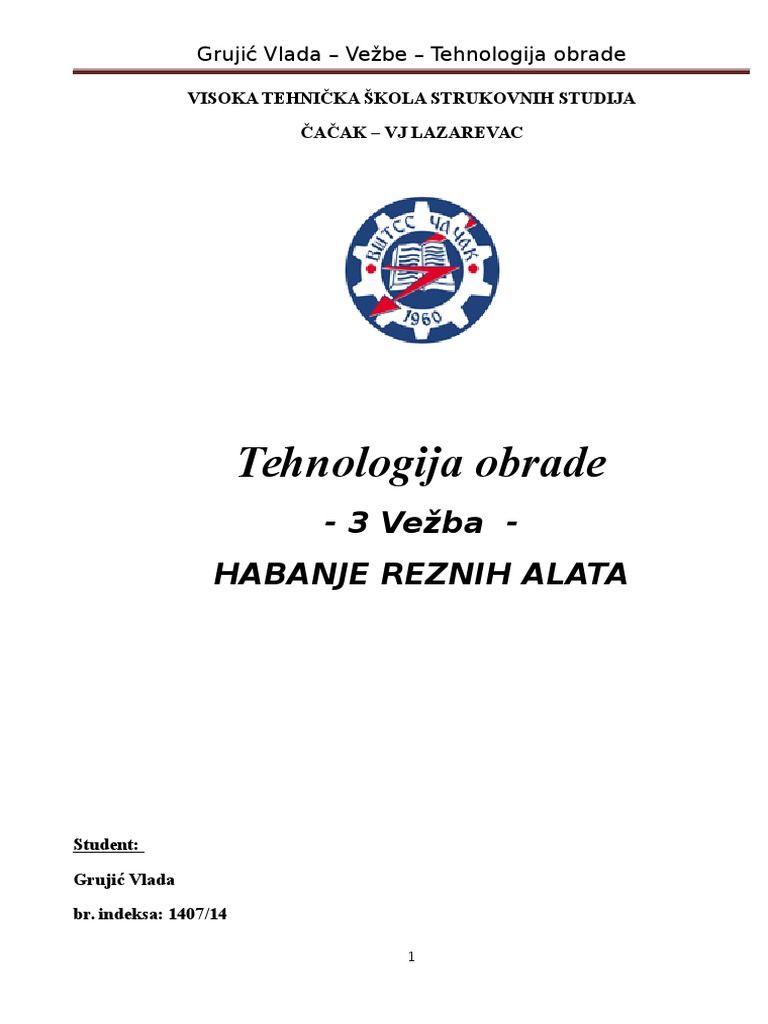 Vezba Br. 03 Habanje Reznog Alata | PDF