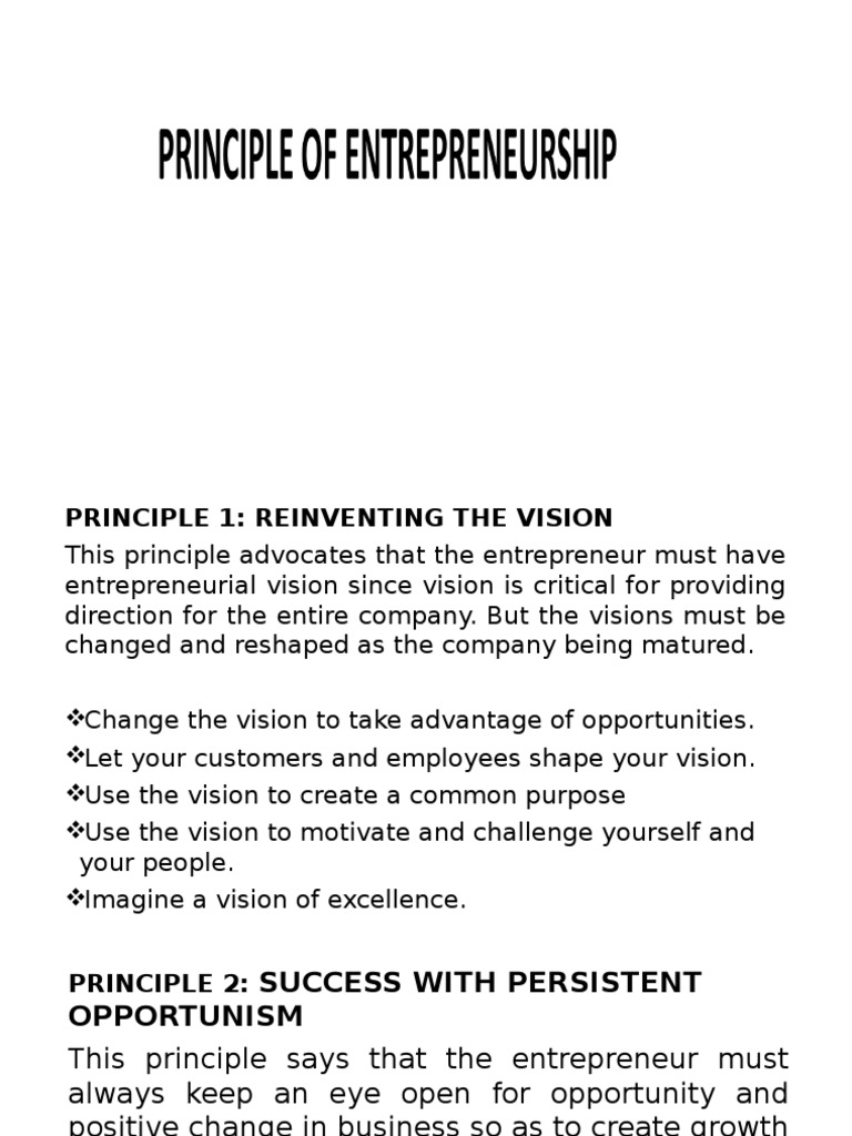 Principles of Entrepreneurship | PDF | Entrepreneurship | Leadership