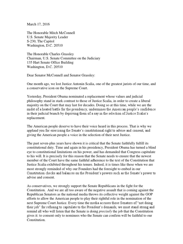 State AGs Letter To Senate Re: SCOTUS | PDF | United States Senate ...