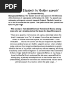 Queen Elizabeth I's Speech To The Troops at Tilbury, 1588 | PDF ...