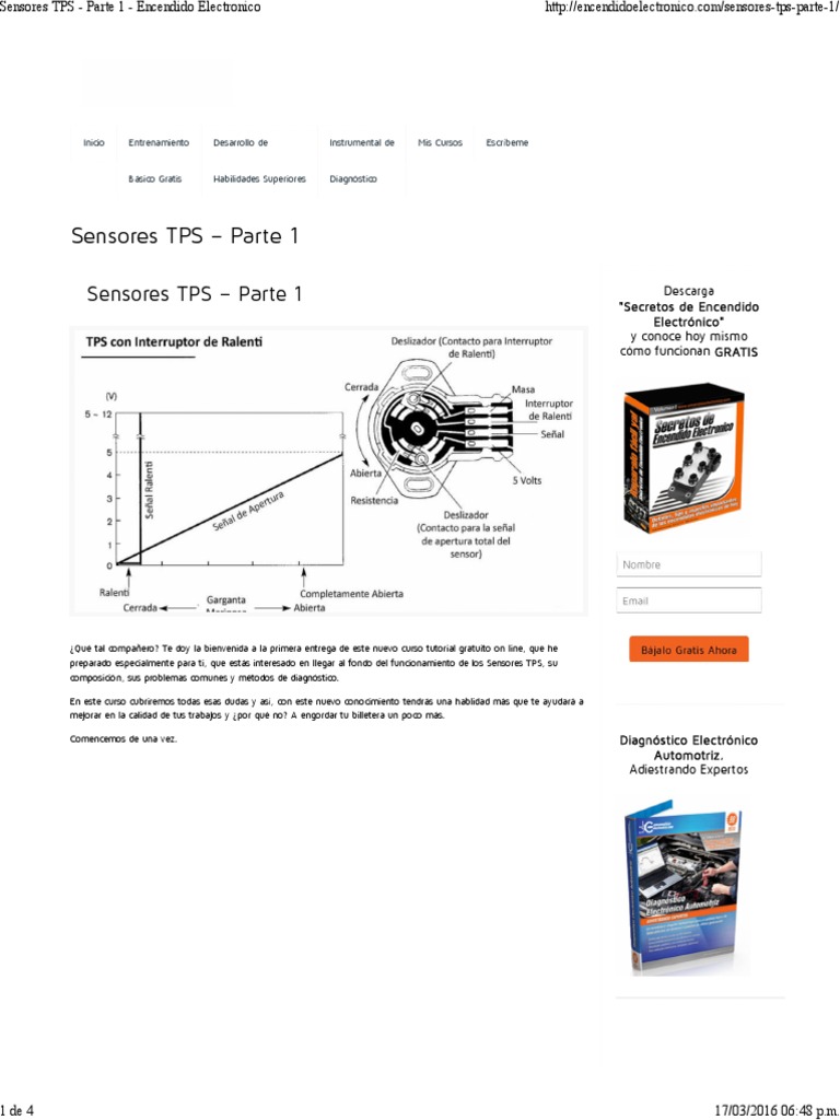 Sensores TPS - Parte 1 - Encendido Electronico | Descargar gratis PDF | voltaje | Sensor