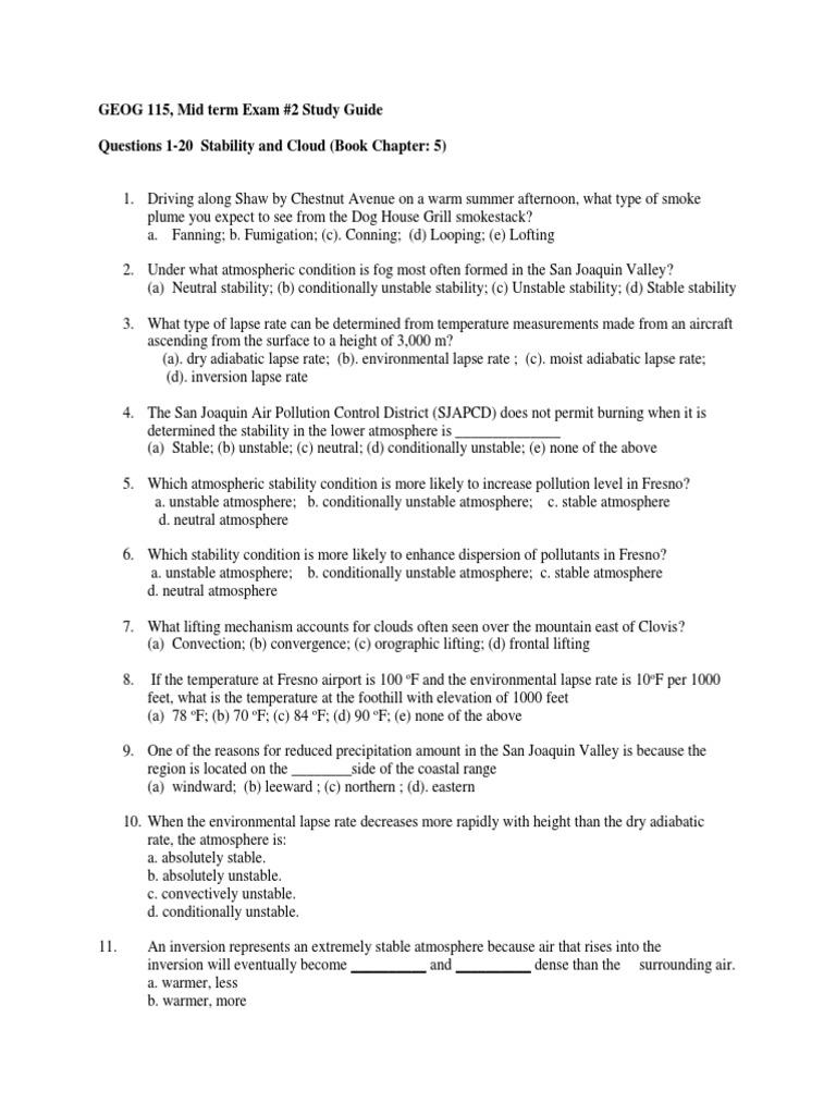 GEOG115 Exam2 Study Guide | PDF | Hail | Precipitation