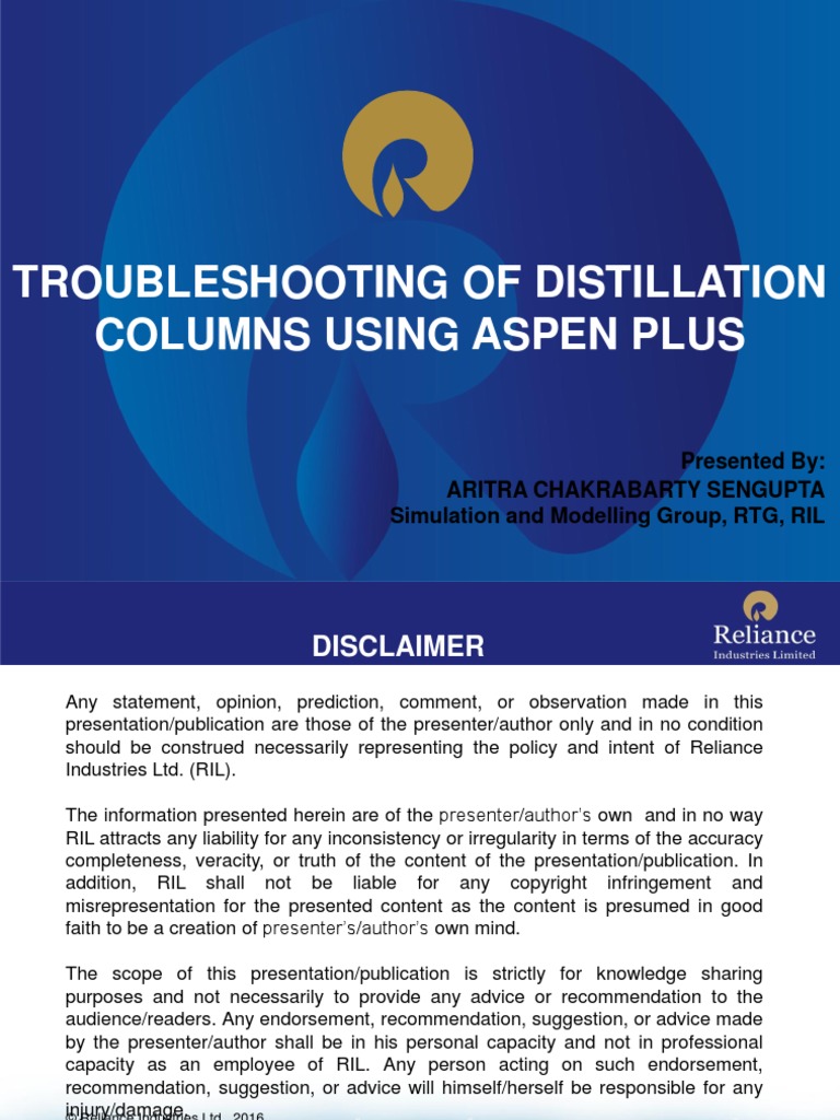 06 - Troubleshooting of Distillation Columns Using Aspen Plus - Aritra ...