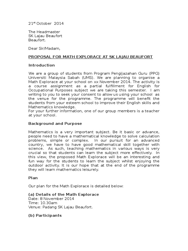 Proposal For Math Explorace | PDF | Teaching Mathematics | Cognition