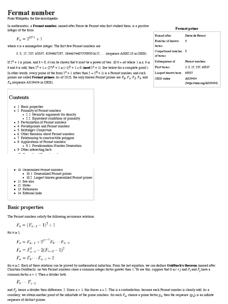 Fermat Number | PDF | Prime Number | Recreational Mathematics