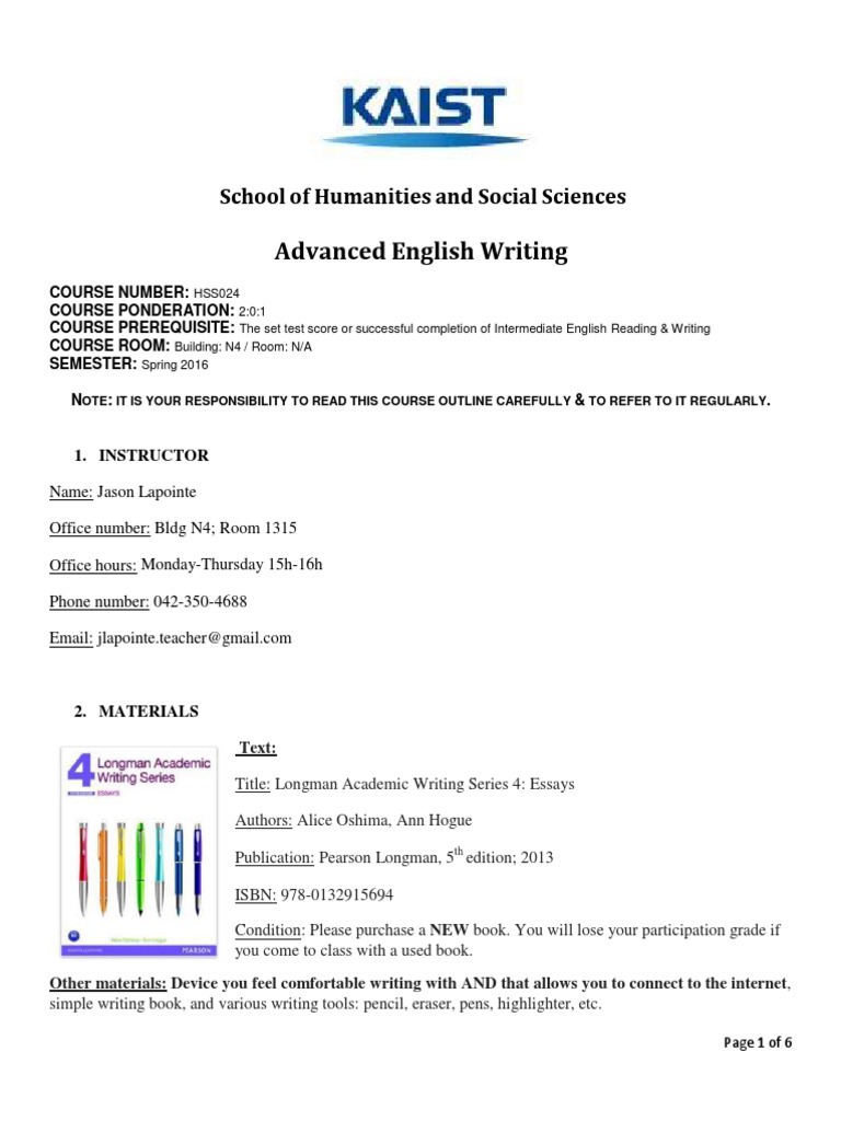 (SYLLABUS) Advanced English Writing | PDF | Essays | Turnitin