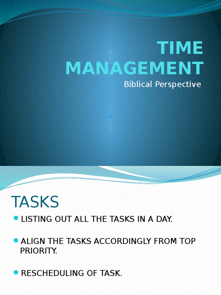 Time Management in Biblical Perspective | PDF | Time Management ...