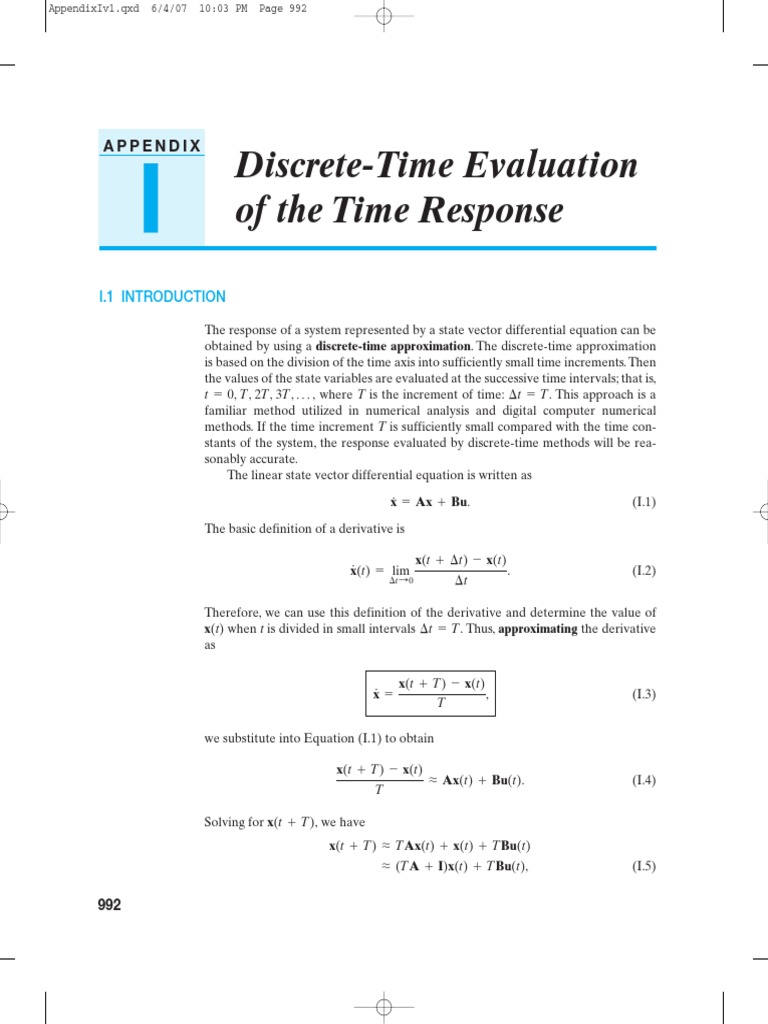 Discrete-Time Evaluation of The Time Response: Appendix | PDF ...