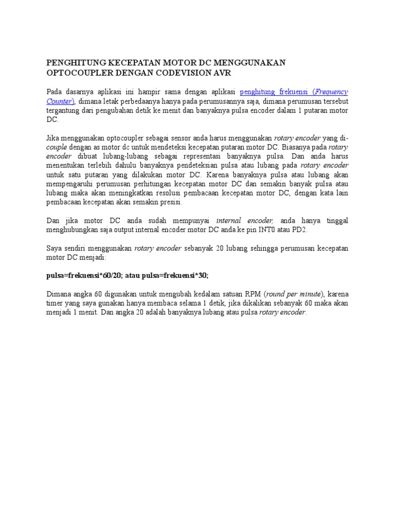 Penghitung Kecepatan Motor DC Menggunakan Optocoupler Dengan Codevision ...