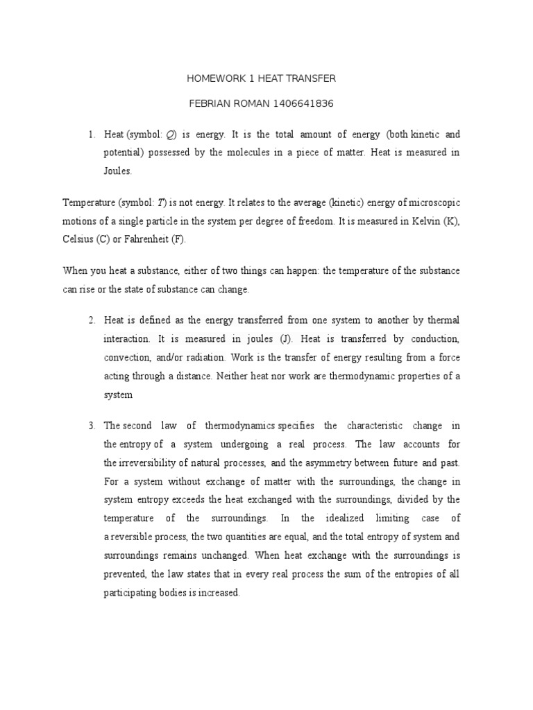 Homework 1 Heat Transfer | PDF | Heat | Heat Transfer