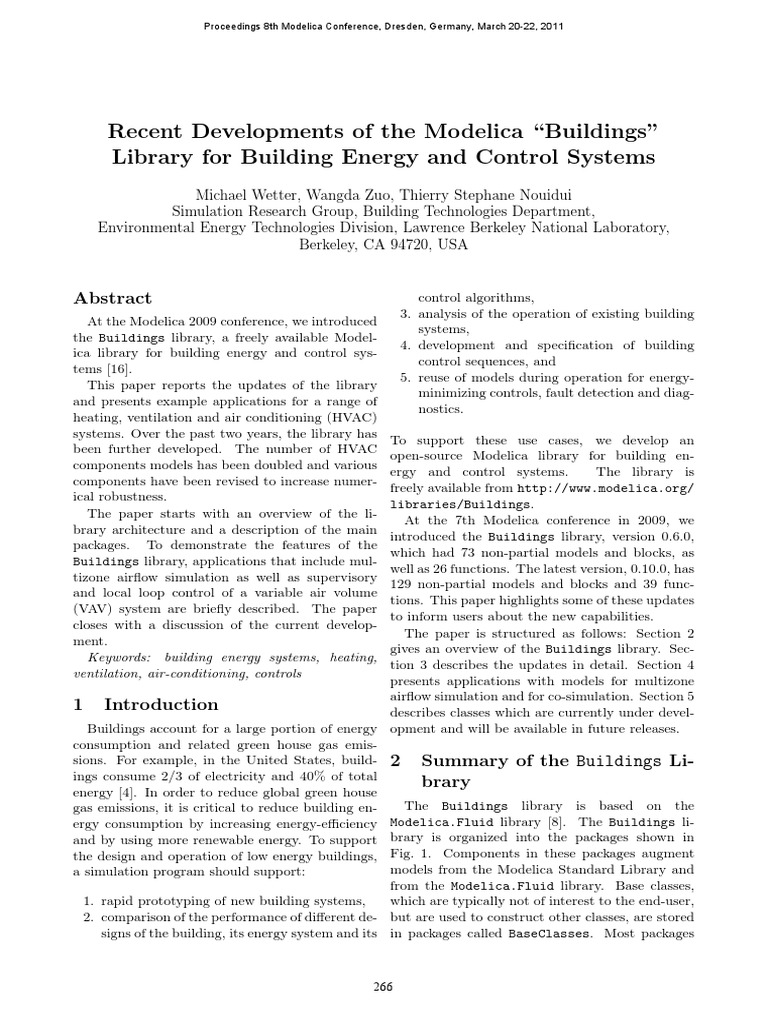 Recent Developments of The Modelica "Buildings" Library For Building ...