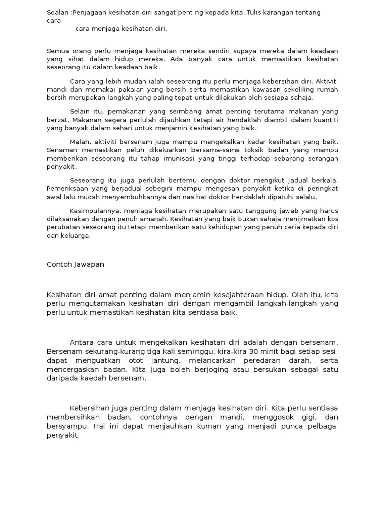 Contoh Karangan Kebersihan Diri Cara Menjaga Kebersihan Diri - Riset Contoh Karangan Kebersihan Diri Cara Menjaga Kebersihan Diri - Riset