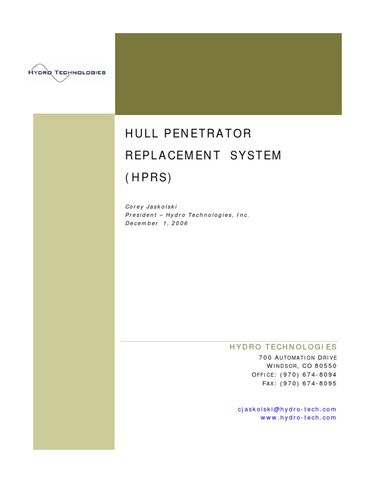 Hull Penetrator Replacement System (HPRS) | PDF | Digital Signal ...
