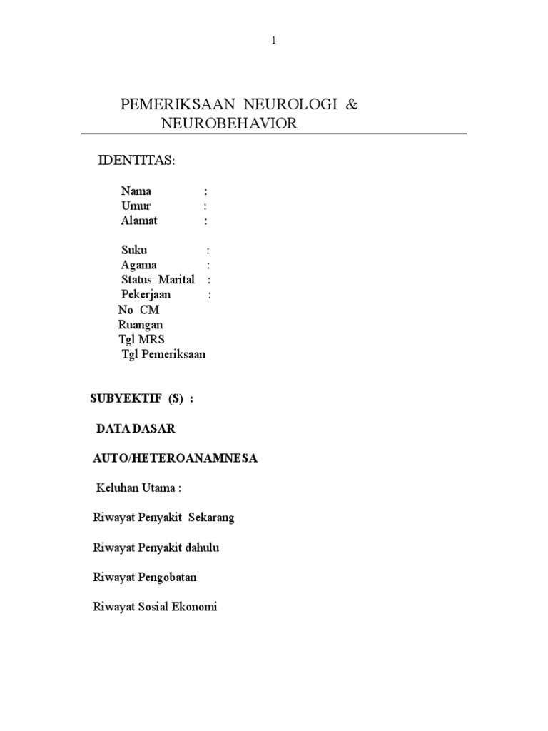 Pemeriksaan Neurologi | PDF