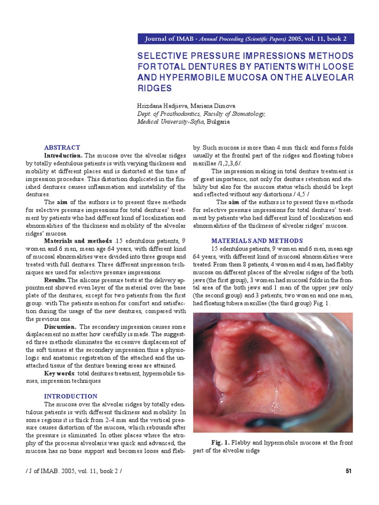 Three Selective Pressure Impression Techniques for Total Dentures in ...
