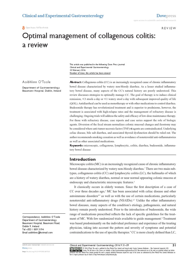 Optimal Management of Collagenous Colitis A Review 021016 | PDF ...