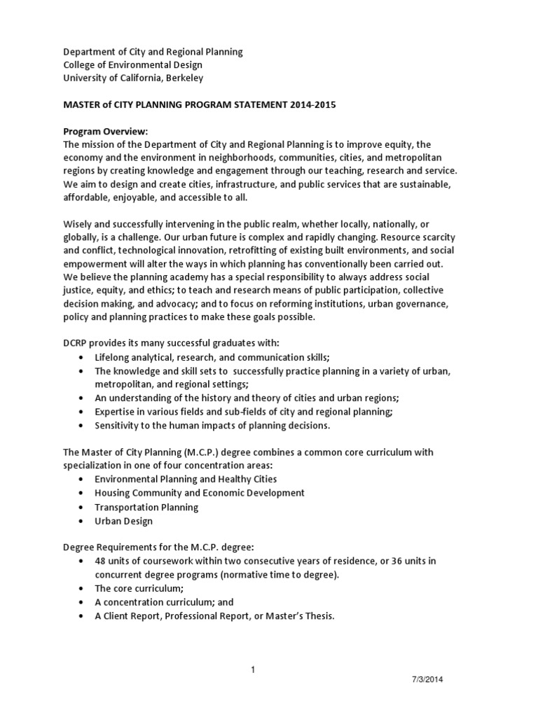 2014 2015 MCP Program Statement | PDF | Postgraduate Education | Urban ...