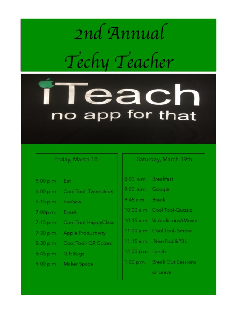 Techy Teacher Conference Agenda 2023 | PDF | Cooking, Food & Wine