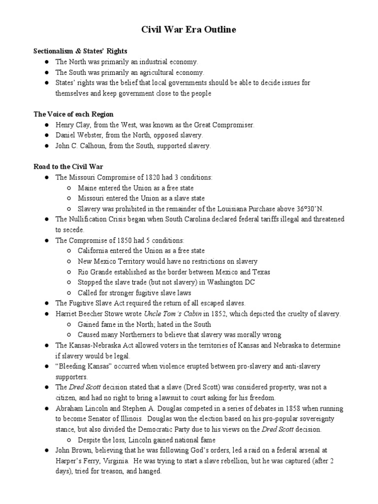 Unit 7 Outline | PDF | American Civil War | Abraham Lincoln