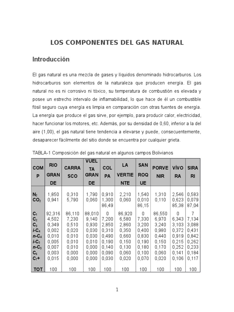 Composición del Gas Natural | PDF