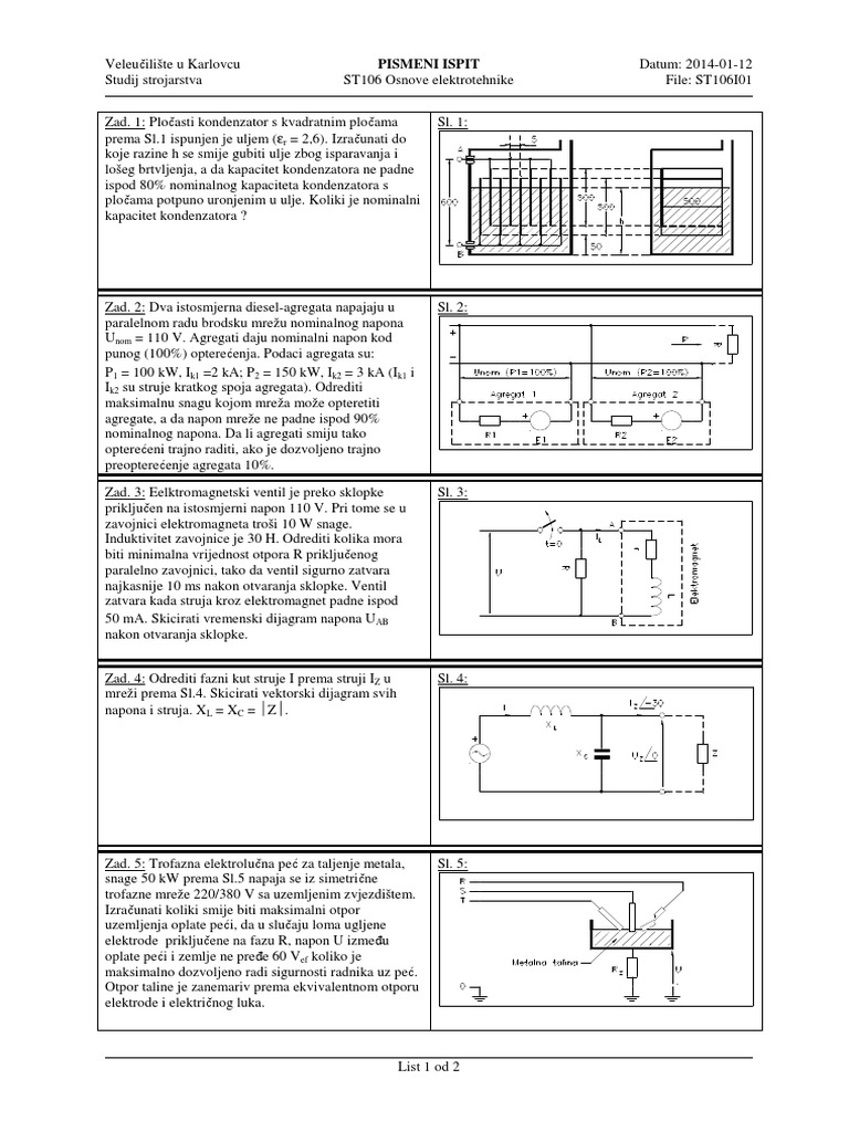 Primjeri Ispita Iz Osnova Elektrotehnike | PDF