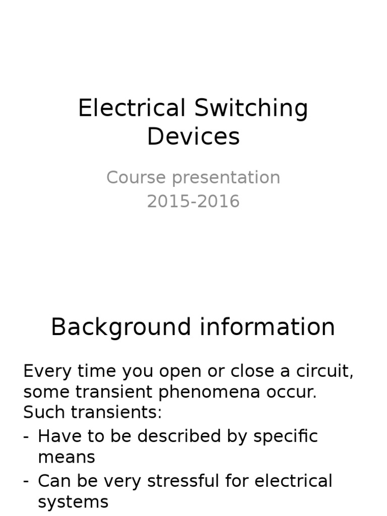 Electrical Switching Devices Course Presentation | PDF | Switch ...