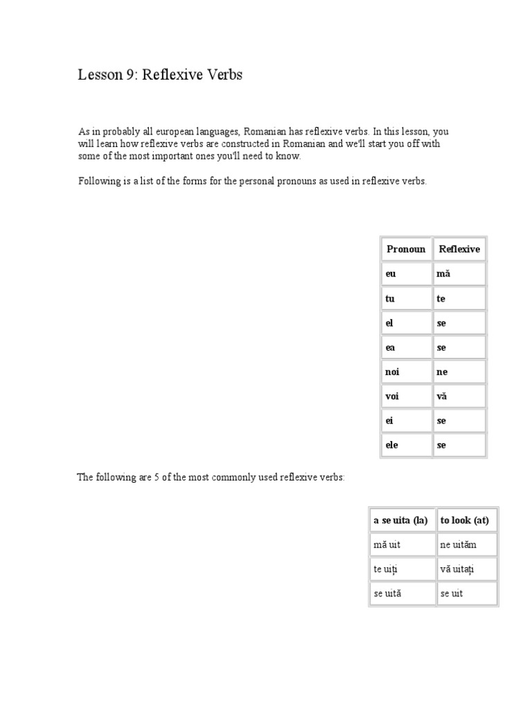 Reflexive Verbs and Pronouns | PDF