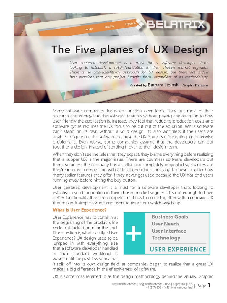 The Five Planes of User Experience Design: A Framework for Strategic ...