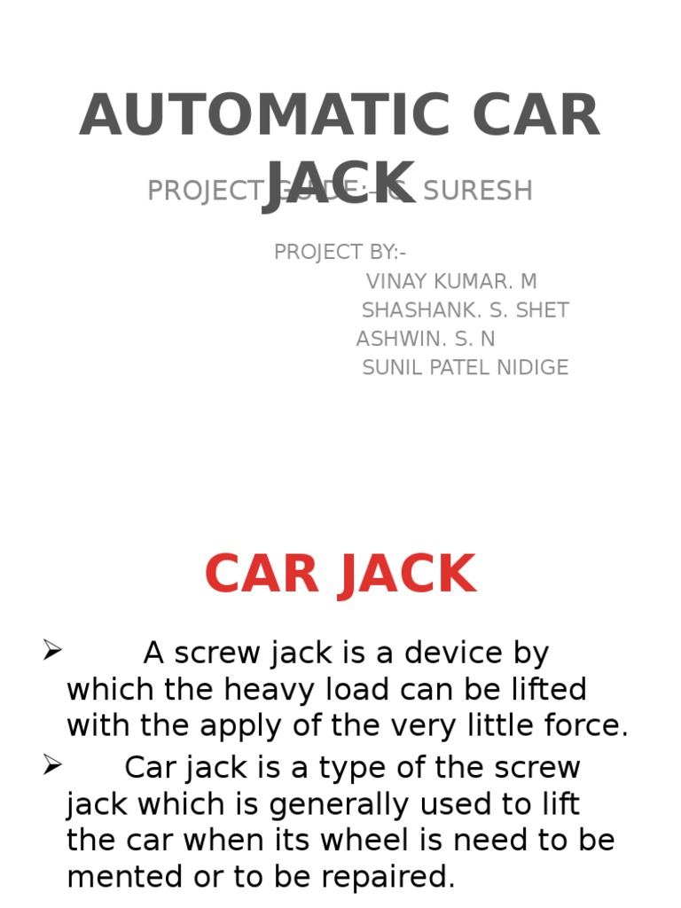 Automatic Car Jack Project Guide | PDF