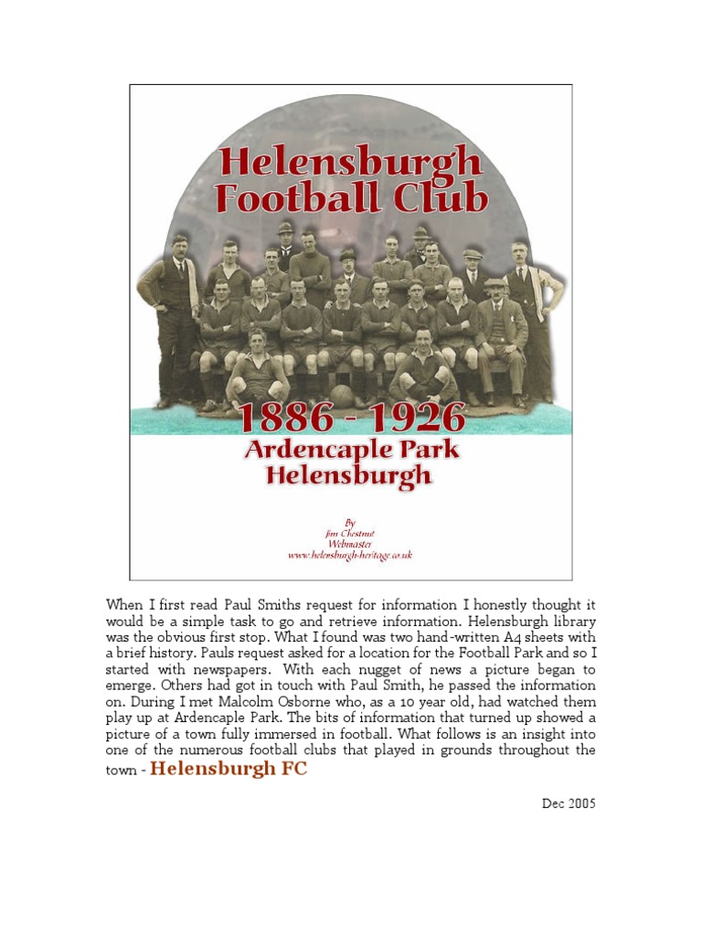 Helensburgh FC | PDF | Association Football | Association Football Clubs