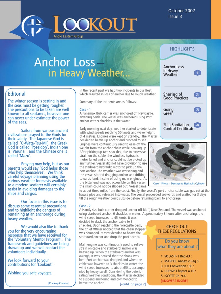 Anchor Loss in Heavy Weather | PDF | Anchor | Sailor