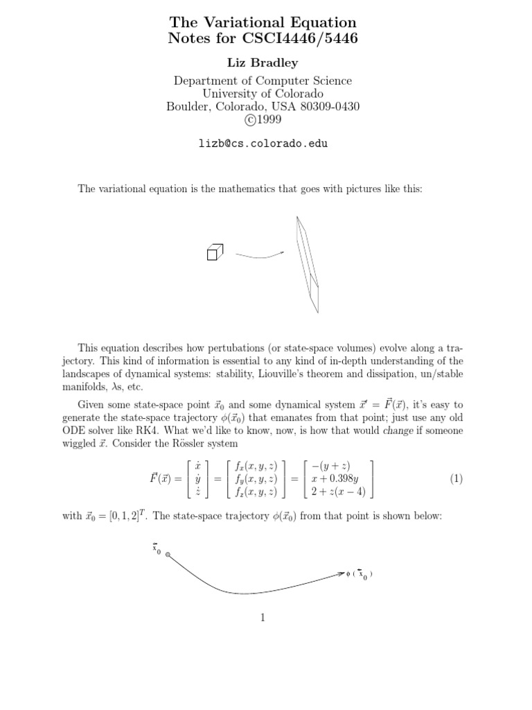 The Variational Equation Notes For CSCI4446/5446 | PDF | Euclidean ...