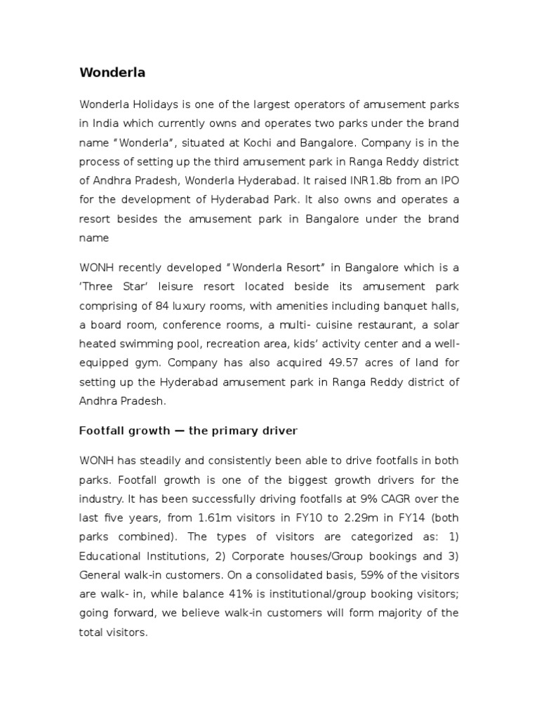 An Analysis of Wonderla Holidays' Business Model and Growth Strategies ...