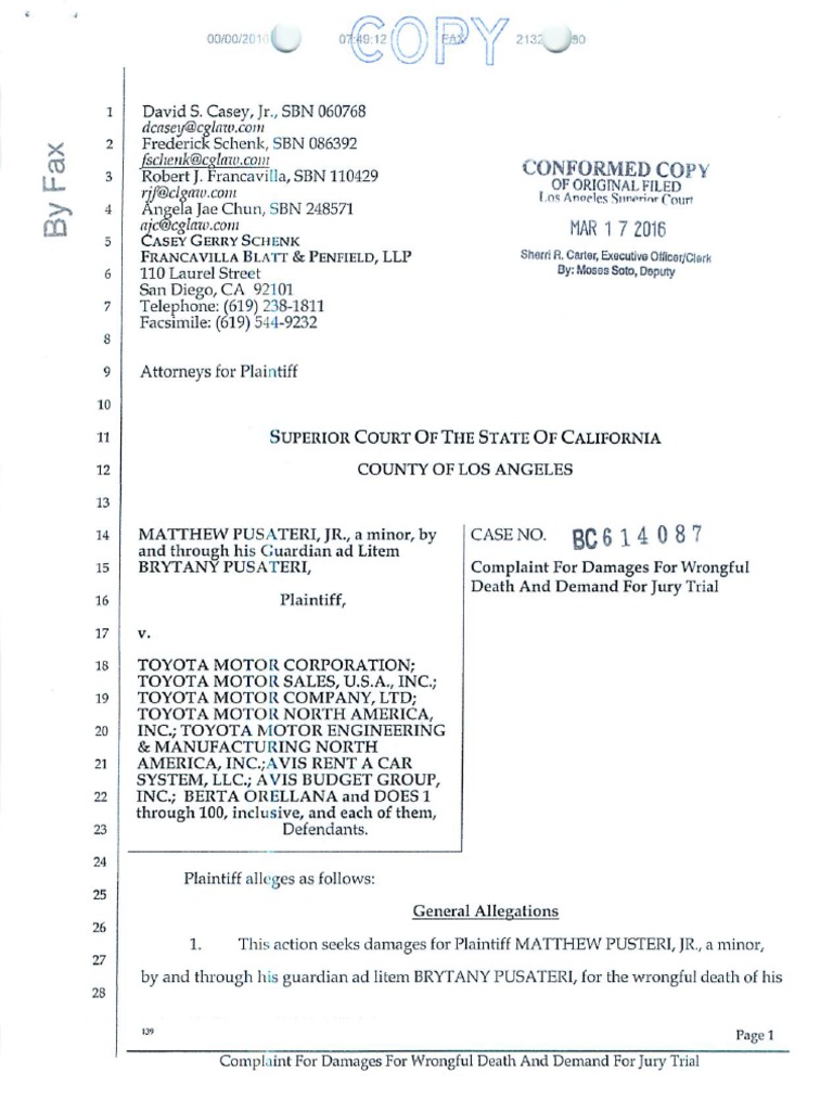 Conformed Copy of Complaint | Government | Politics