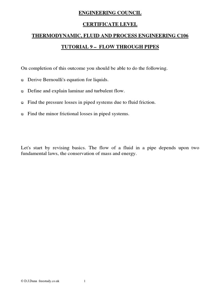 Flow Through Pipes | PDF | Fluid Dynamics | Reynolds Number