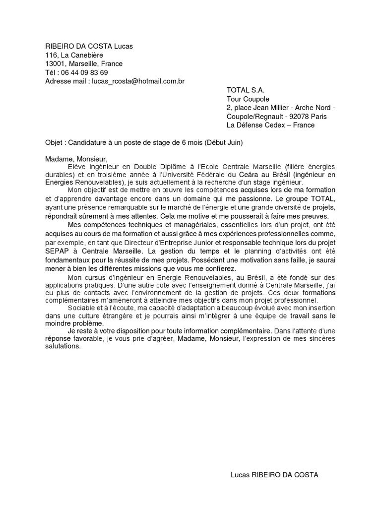 Lettre Motivation | PDF | Ordinateurs