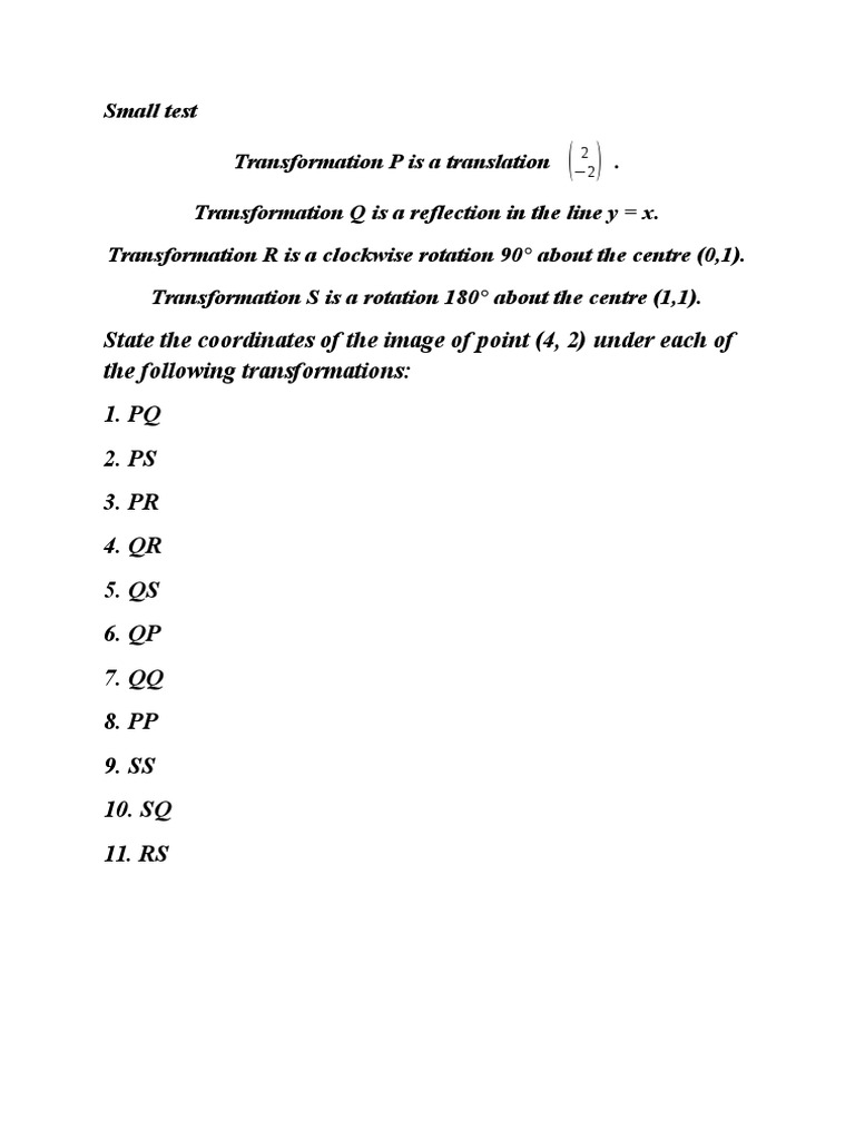 Geometry Transformations Test | PDF