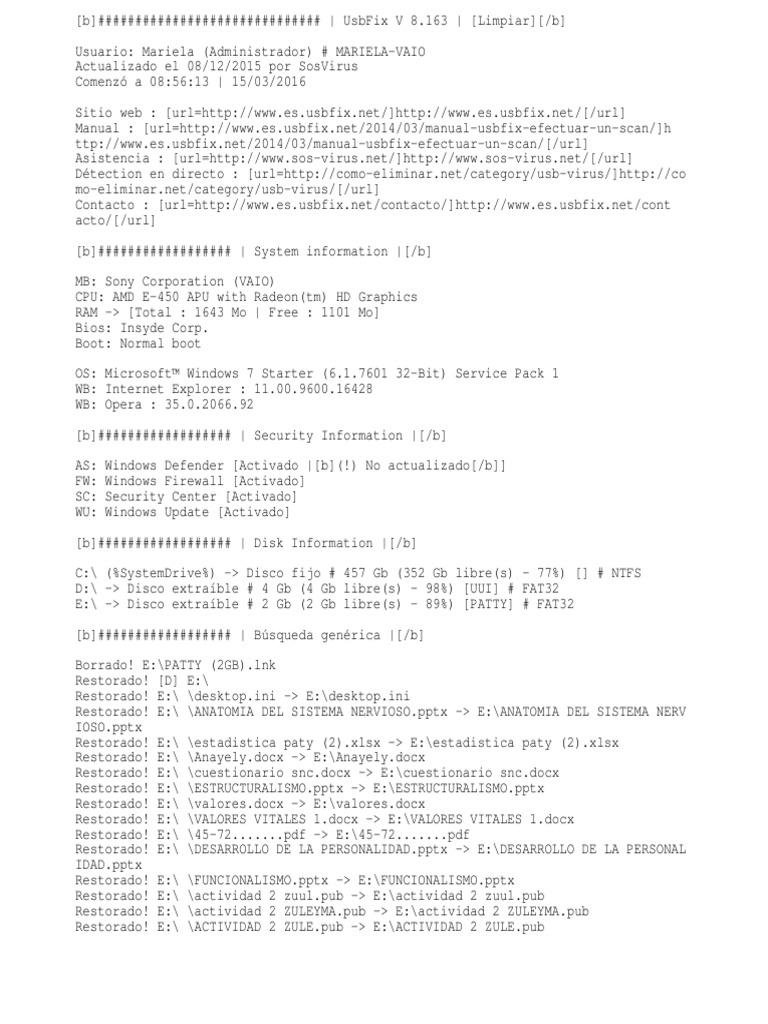UsbFix Report | PDF | Software utilitario | Software de Microsoft