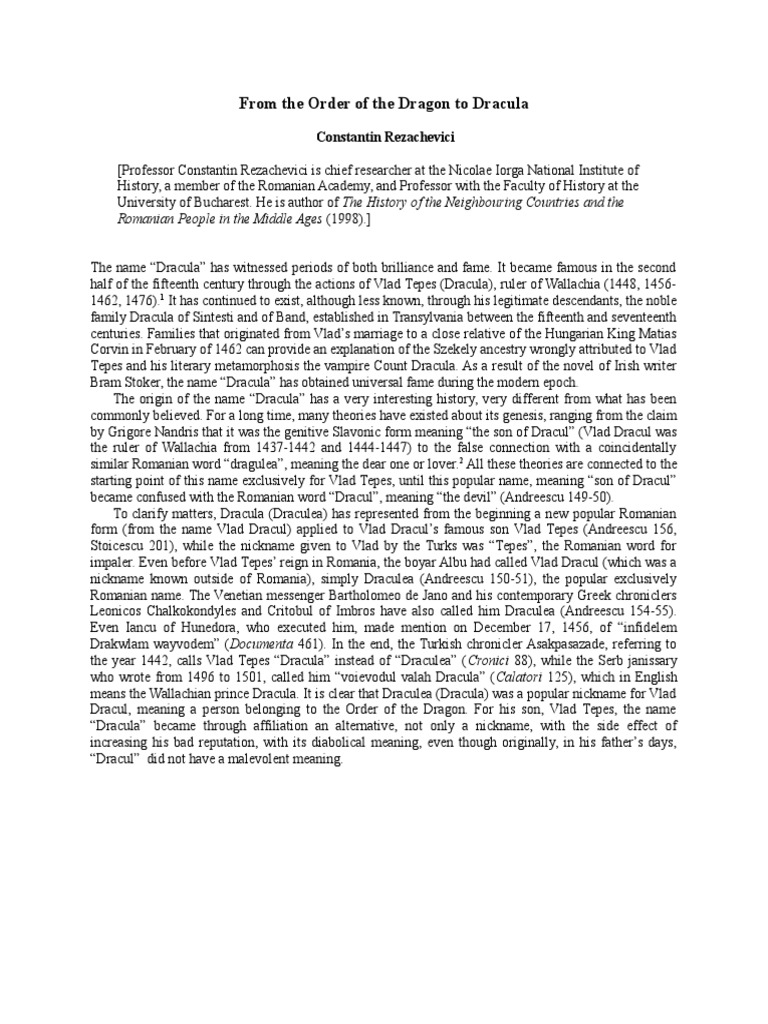 Origins of Dracula: Order of the Dragon | PDF