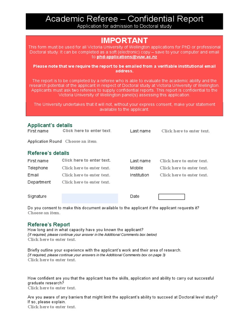 Academic Referee - Confidential Report: Important | PDF | Postgraduate Education | Cognition